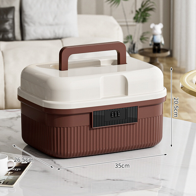 Коробка для хранения паролей, домашняя коробка для конфиденциальных файлов с замком, утолщенная портативная коробка для хранения документов и лекарств