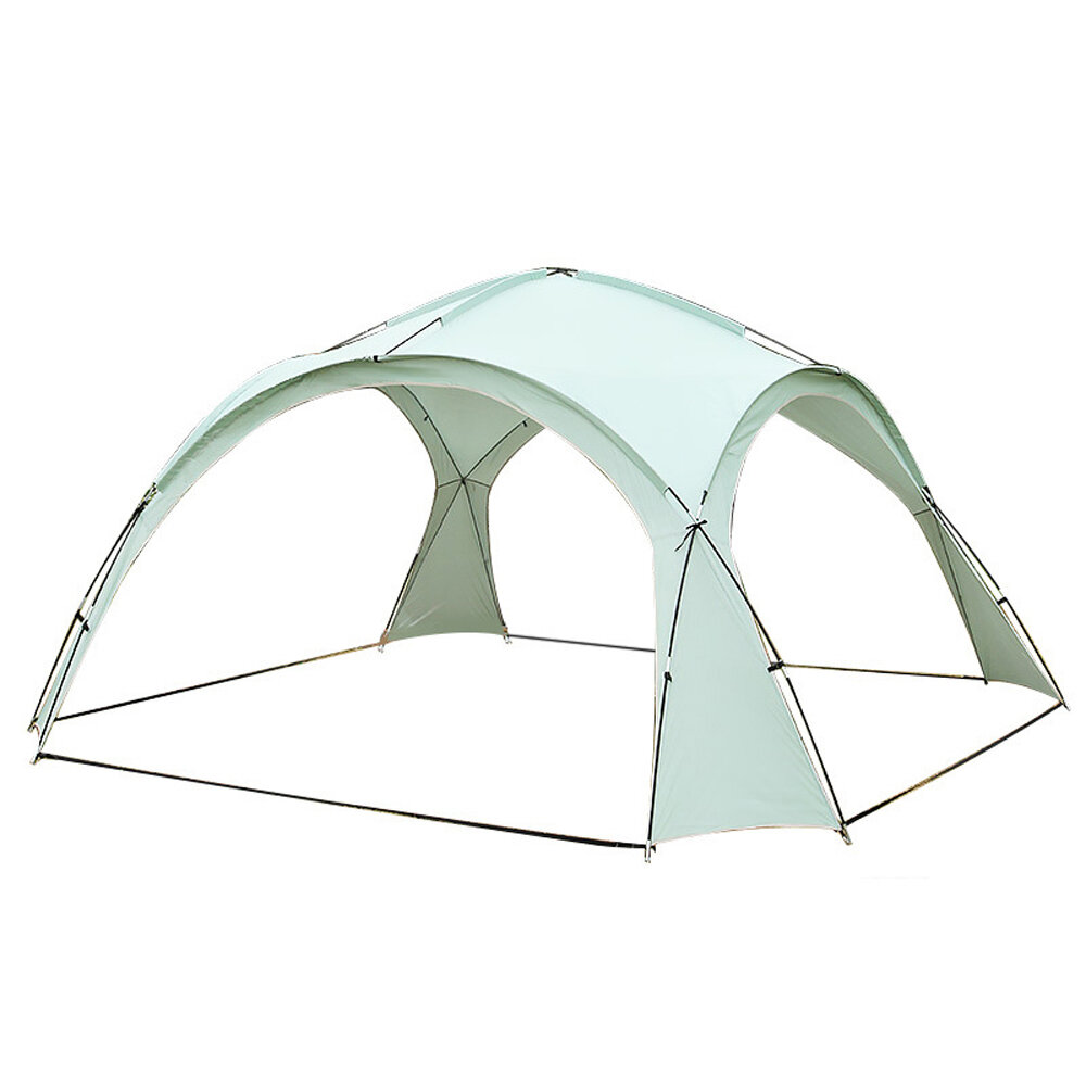 Палатка Camping Dome Canopy для 8-10 человек, водонепроницаемая, с солнцезащитой, для пикника, отдыха на открытом воздухе, пляжа, двора, размер unfolded 4200*4200*2300mm, материал серебристый полиэстер, цвет синий/чёрный, водонепроницаемость PU2000mm