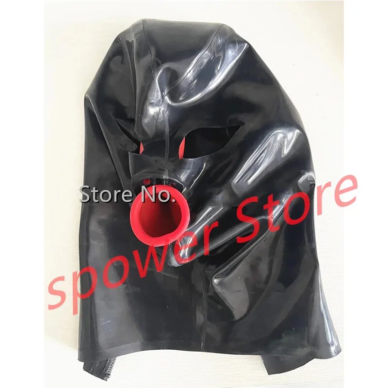 Натуральный латекс, латексные капюшоны на всю голову, резиновая маска, фетиш-маска для косплея с носовой трубкой, чехол для рта, молния сзади, клубная одежда М