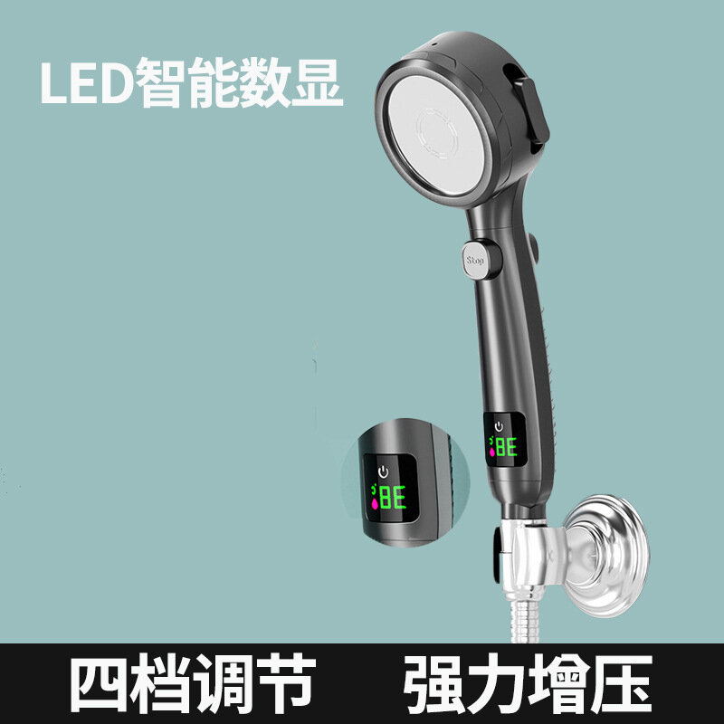 Четырехступенчатый интеллектуальный душ с цифровым дисплеем, LED-душ с контролем температуры, водонагреватель для ванной, набор для душа с одной кнопкой остановки