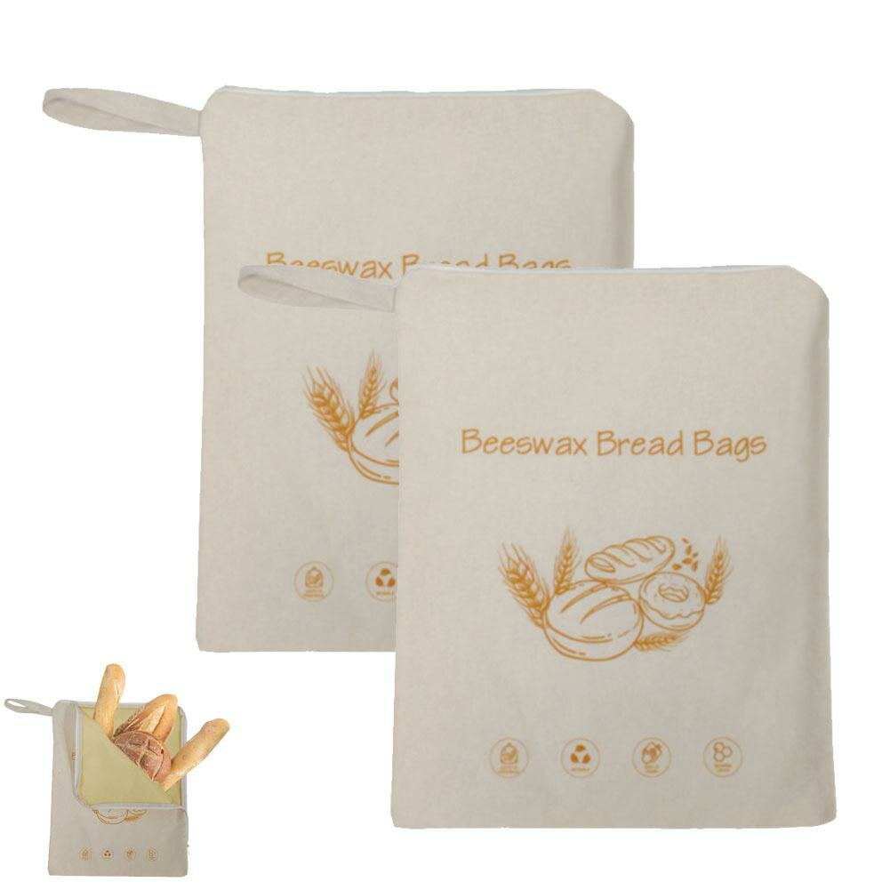 Восковые мешочки для домашнего хлеба, многоразовый хлопковый мешочек для закваски с застежкой-молнией, тканевый мешочек для хранения продуктов размером 43 x 33 см, кухонные принадлежности для выпечки.