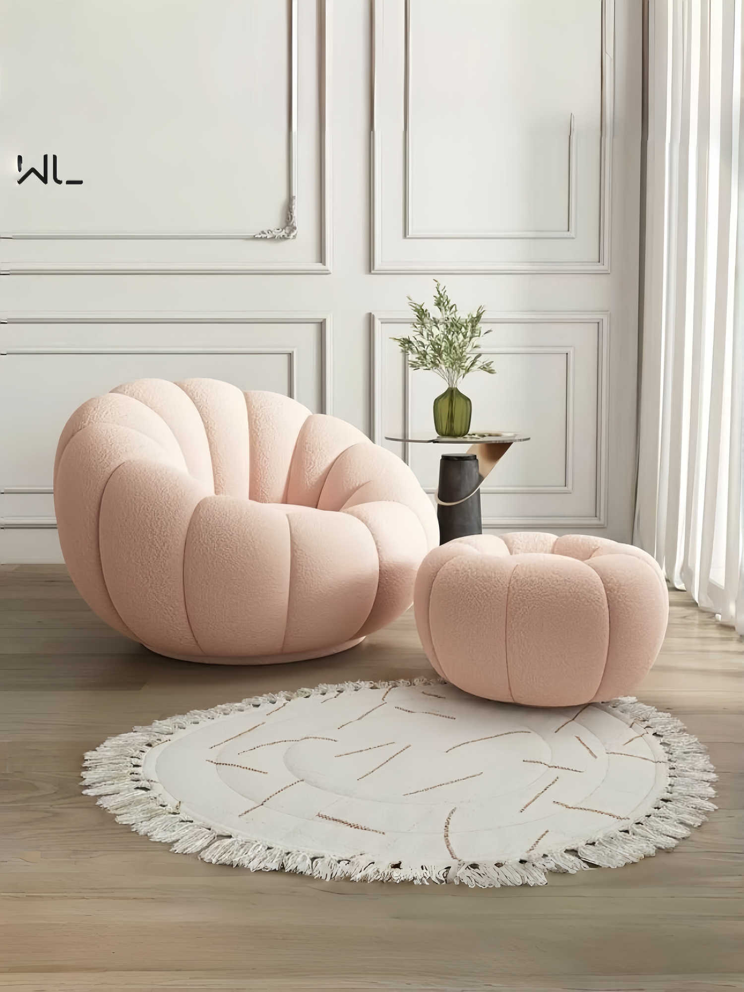 Кресло SARIWEN, велюр, бескаркасное, 2шт, арт-декор, темно-розовое, 80x80х50см