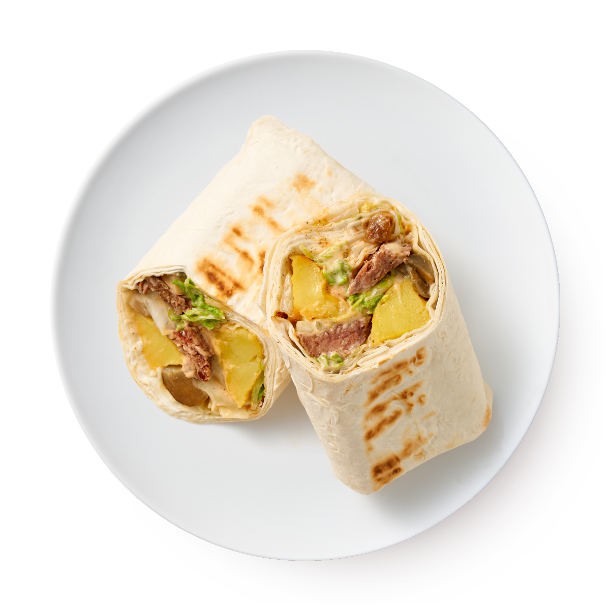 Шаурма с бефстрогановом и печеным картофелем «Летающая тарелка»