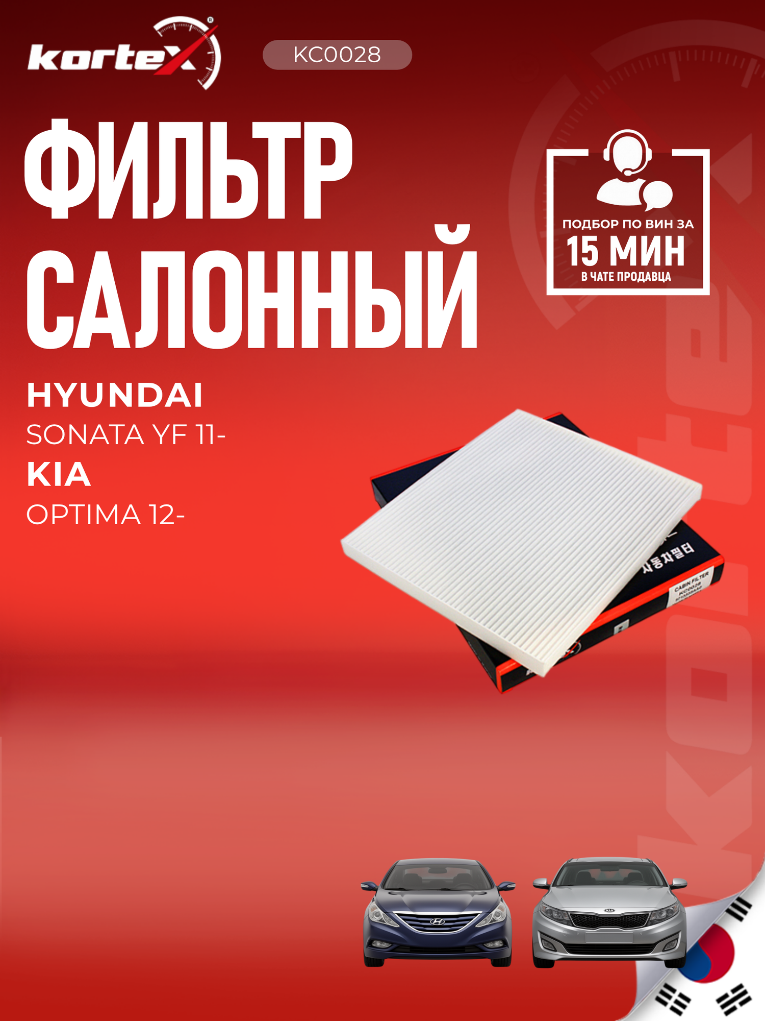 Фильтр салонный Hyundai Хендай Santa Fe Sonata Соната Kia Киа Optima Оптима CU26017 971332W000 971333SAA0 A9C79AC000