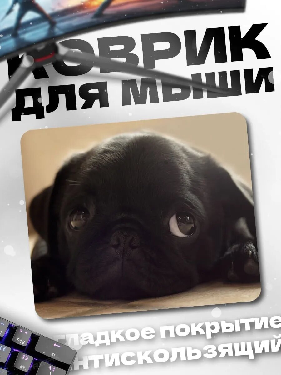 Коврик для мыши Грустный мопс