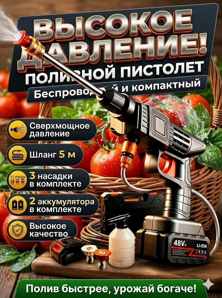 Насос аккумуляторный для полива из бочки, 48V