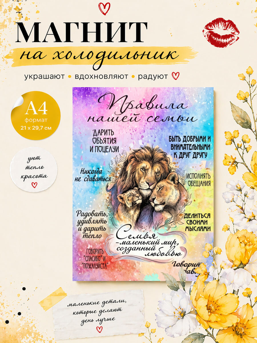 Магнит на холодильник "Правила нашей семьи"