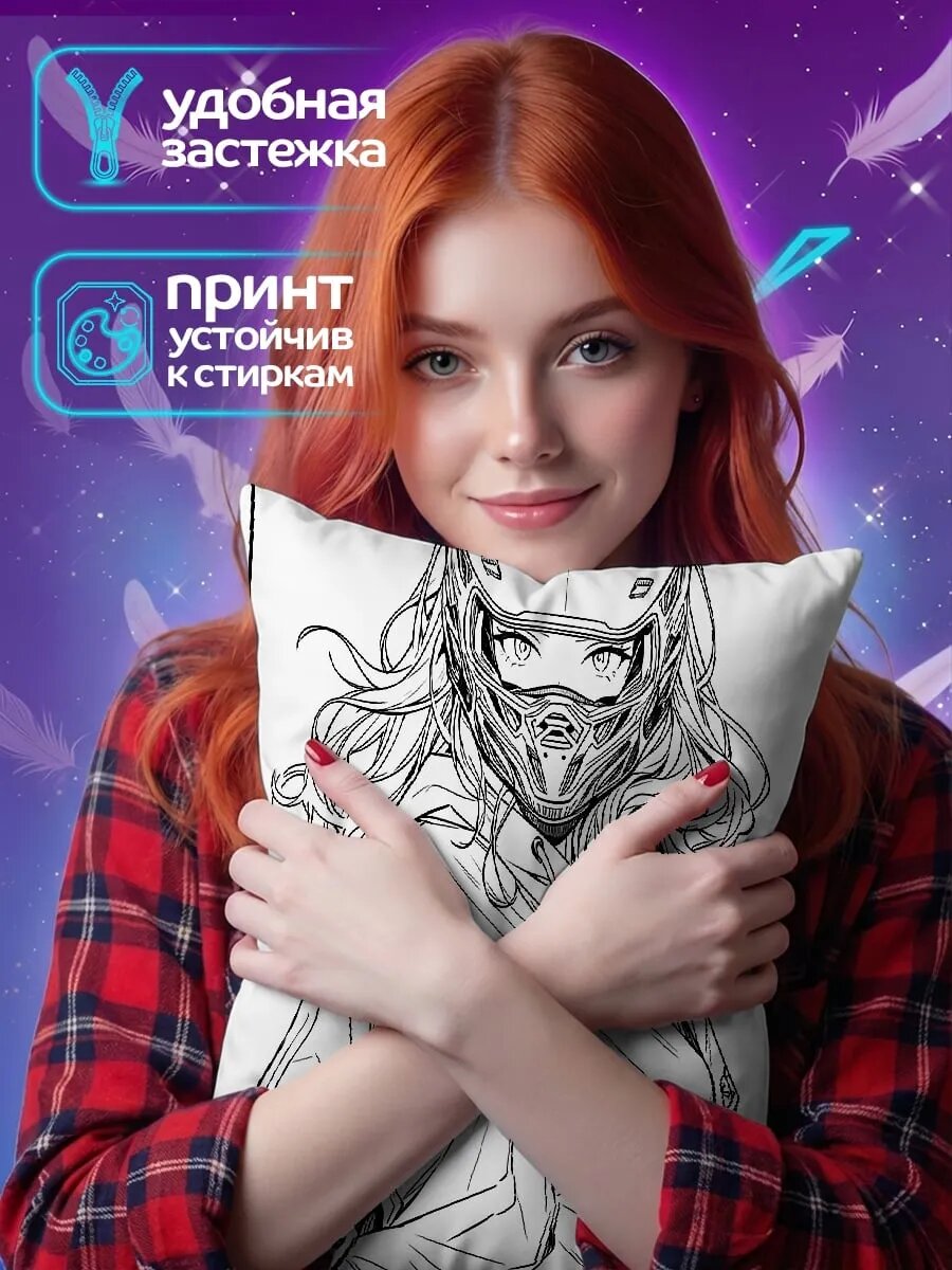 Подушка дакимакура Девушка в шлеме — фото 1