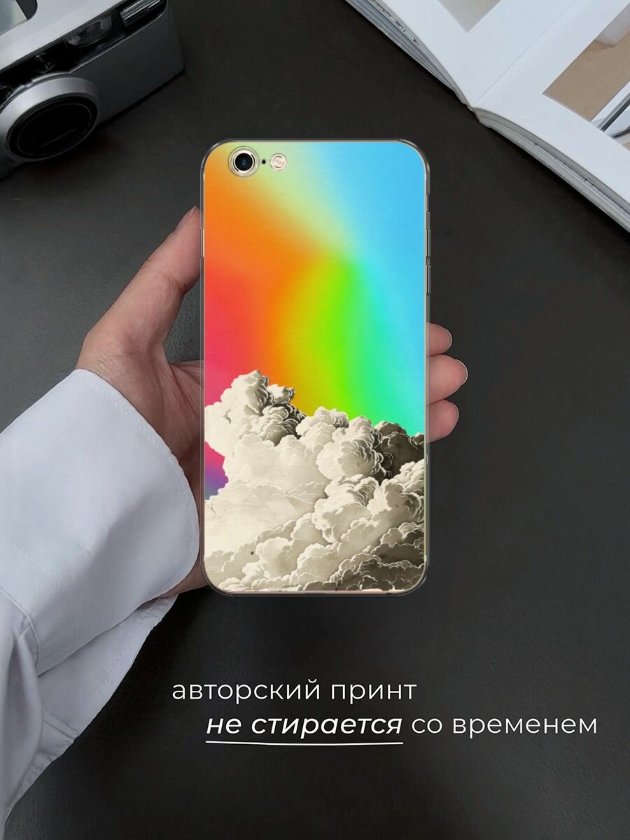 Чехол на Apple iPhone 6 Plus/6S Plus / Айфон 6 Плюс/Айфон 6С Плюс с принтом Гравюра с облаками, прозрачный — фото 1