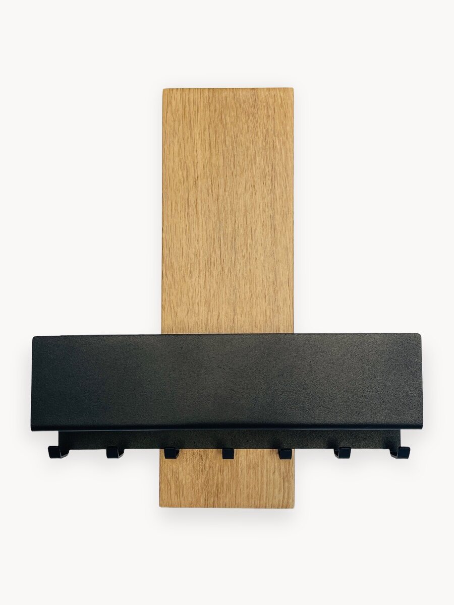 Ключница настенная вива для прихожей с полкой, орех светлый на черном