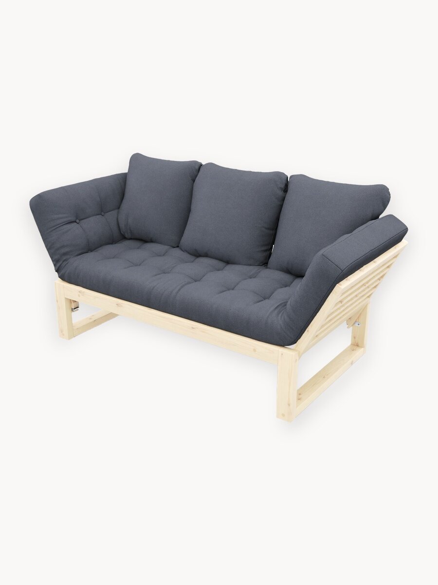 Маленький диван Arsko Бенсон темно-серый, велюр, массив дерева, офисный, садовый, для кафе и бара, для салона красоты