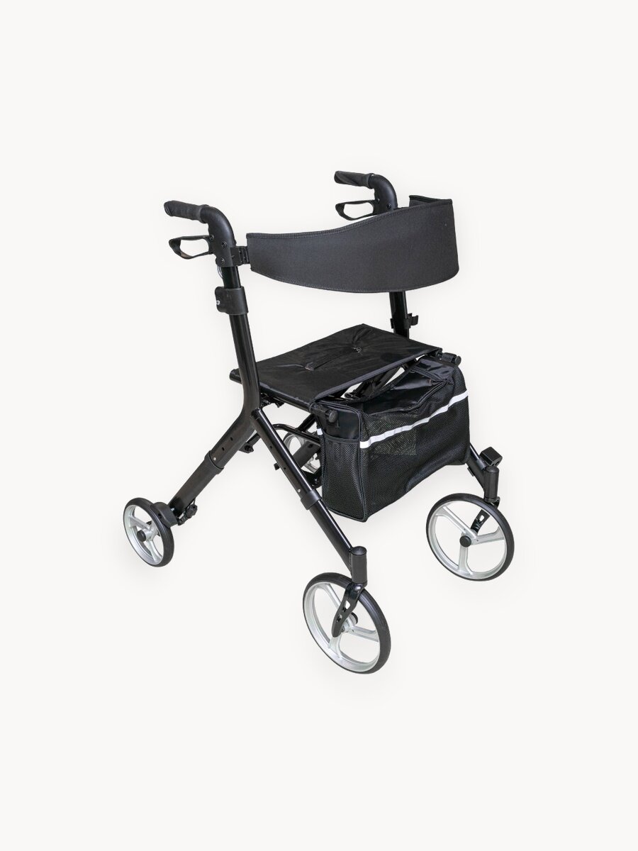 Ходунки-роллаторы для пожилых и инвалидов складные с мягким сиденьем и съемной сумкой, до 114кг, BARRY RollEuro