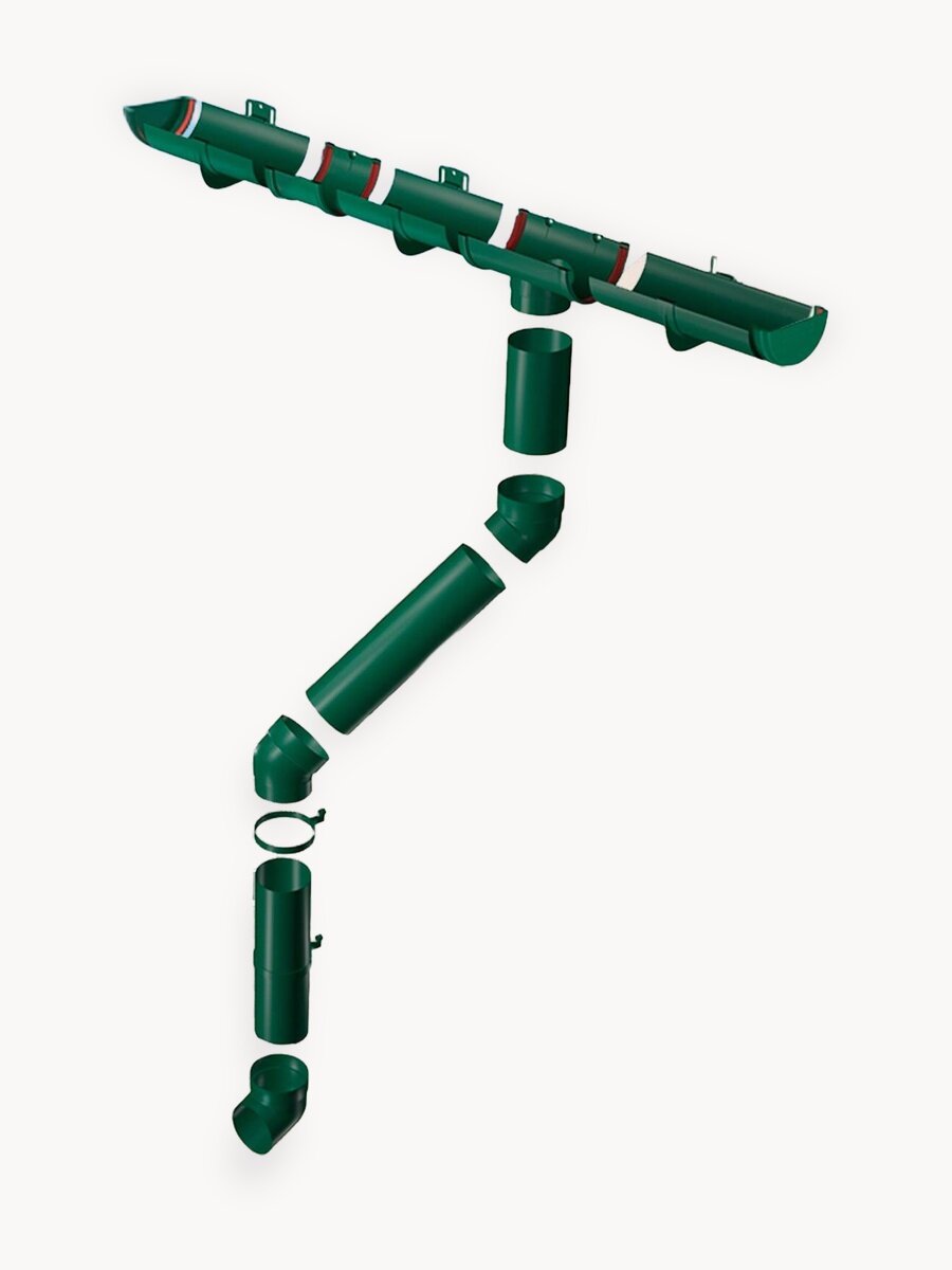 Водосточная система Grand Line 3 м ( 120мм/90мм ) зеленый водосток для крыши пластиковый Гранд Лайн ( RAL 6005 мох ) комплект ПВХ