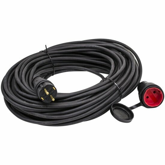 Very Силовой удлинитель 1 розетка, каучук, IP44, морозостойкий КГ 2x2,5мм, 16А, 3,7кВт, без заземления, 30м, 89-0-161