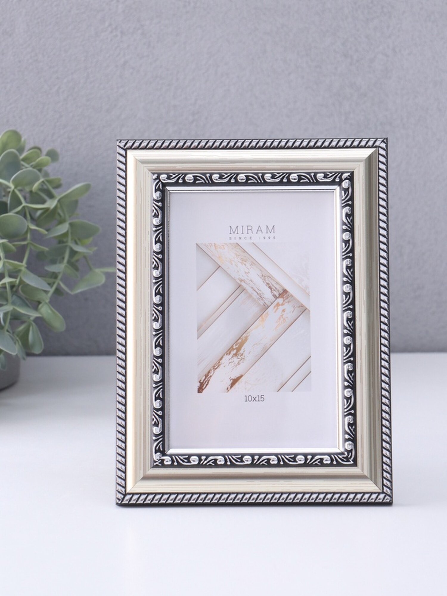 Фоторамка пластик "мирам" 10х15 см 644821-4, серебро (пластиковый экран)