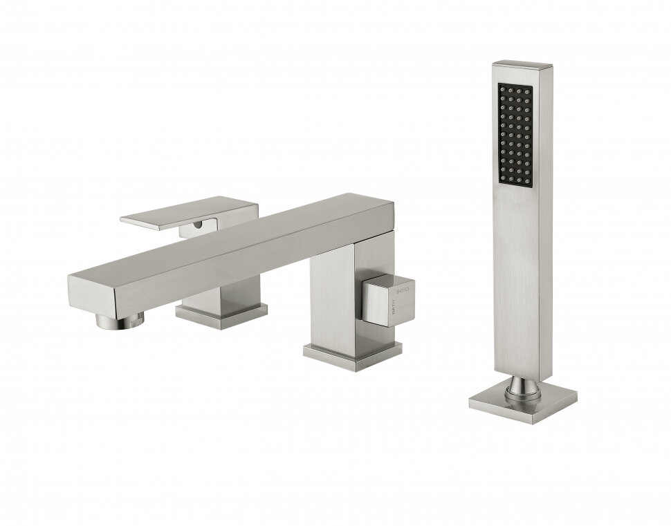 Смеситель Grocenberg GB6008, латунь, никель, для ванны, гибкий шланг