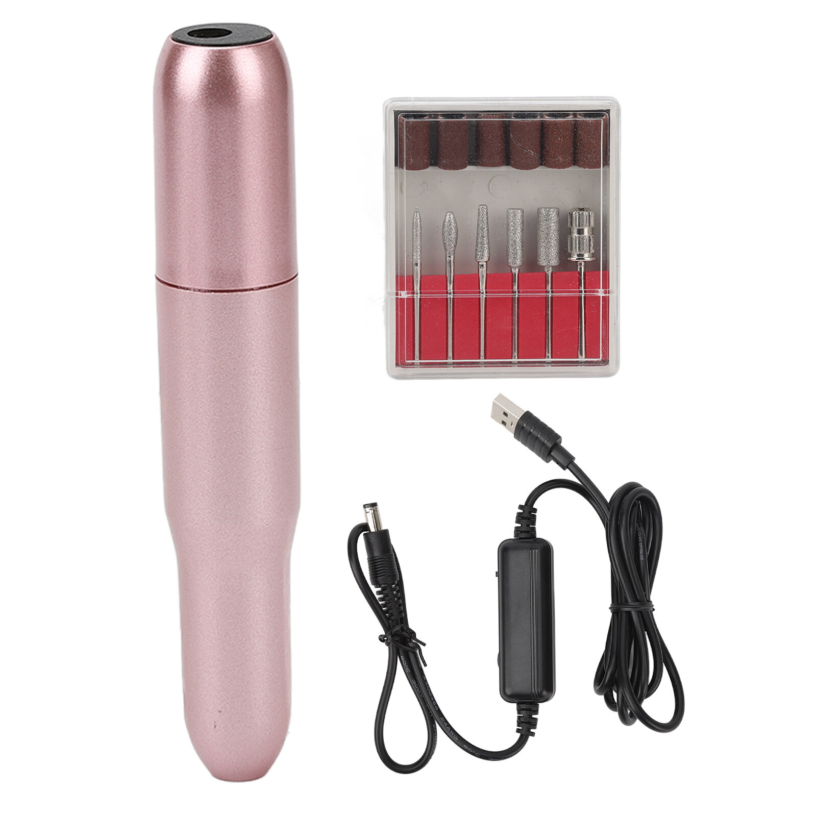 Электрическая портативная шлифовальная машина для ногтей, пластиковая USB-сверло для ногтей, 20000 об/мин, для удаления омертвевшей кожи, розовое золото