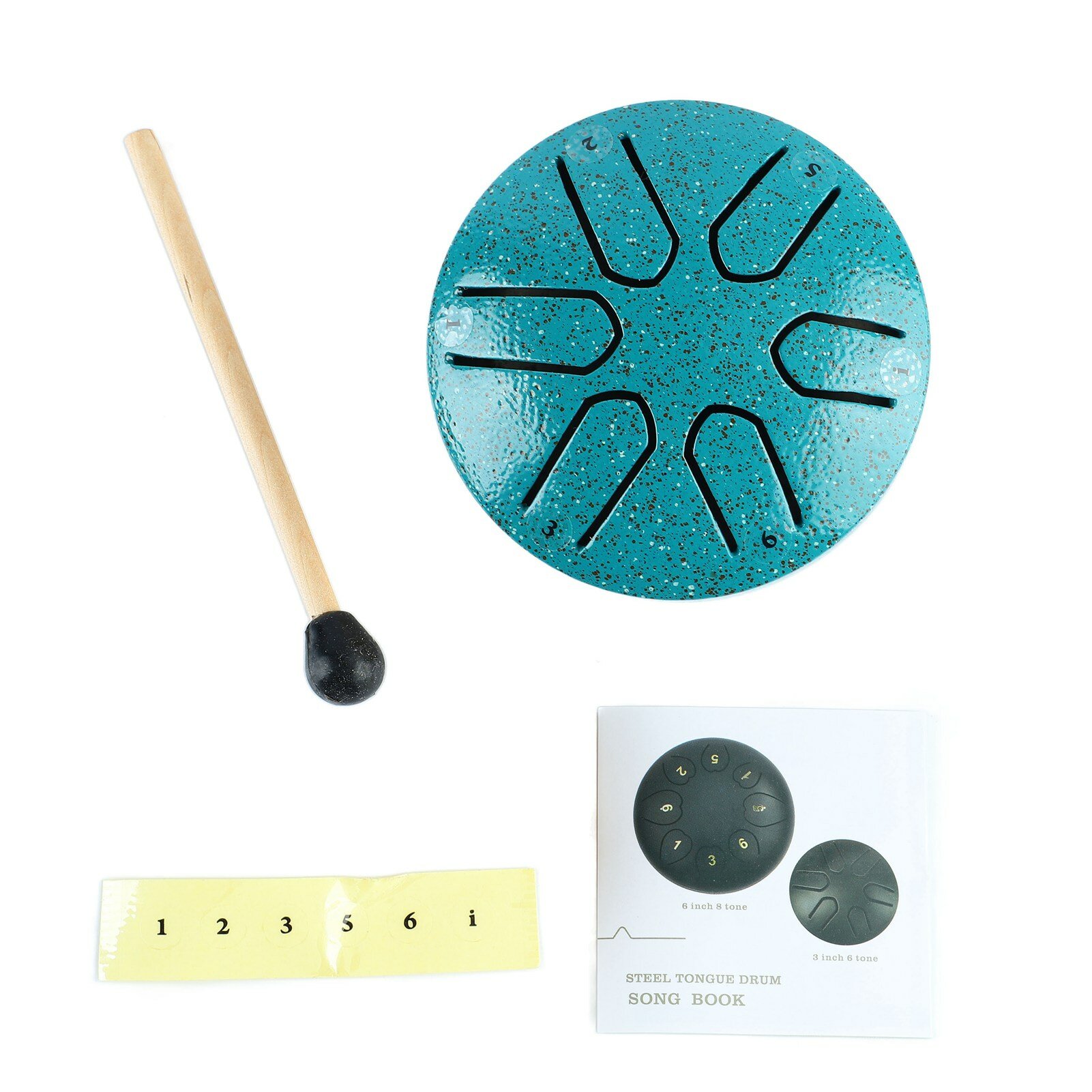 Handpan Drum Professional Mini 6 Note Worry Free Tongue Percussion Instrument with Drumstick Green