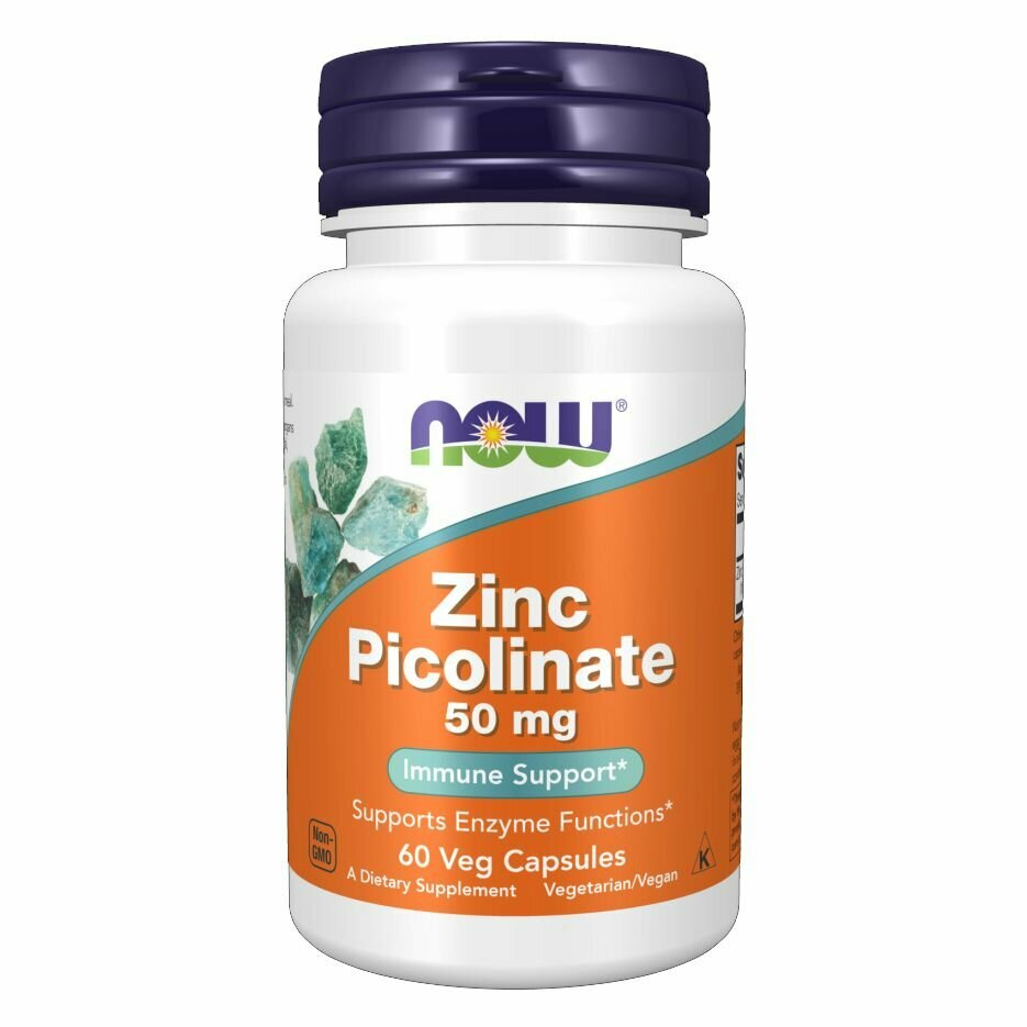 Цинк витамины NOW Foods Zinc Picolinate, цинк пиколинат 50 мг, 60 капсул
