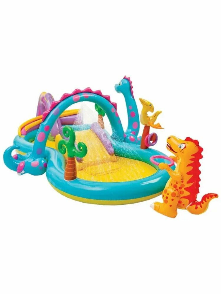 Игровой комплекс Intex Dinoland, водная горка, бассейн, динозавры