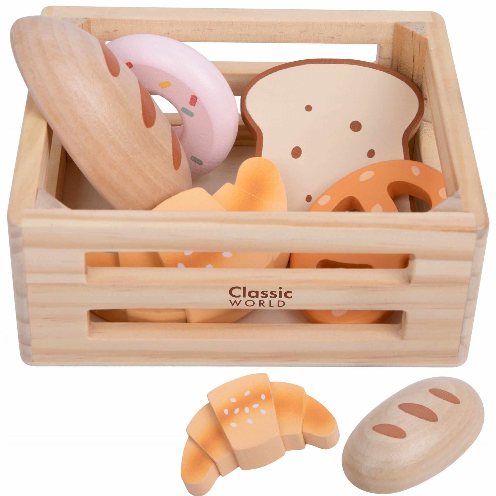 Игровой набор Classic World - Деревянный игрушечный Набор Корзинка с выпечкой - CW50644