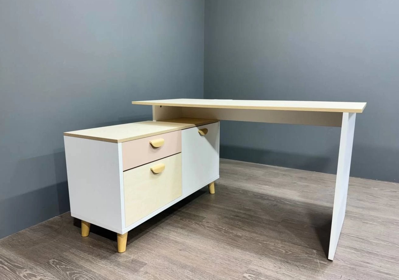 Стол детский «AMELY» / «амели» (Фабрика Мирлачева), письменный, угловой, с ящиками, бежевый