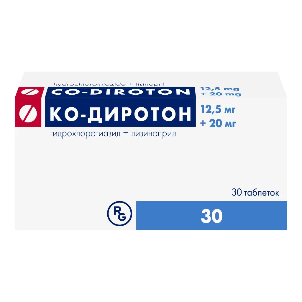 Ко-Диротон таблетки 12,5 мг+20 мг 30 шт