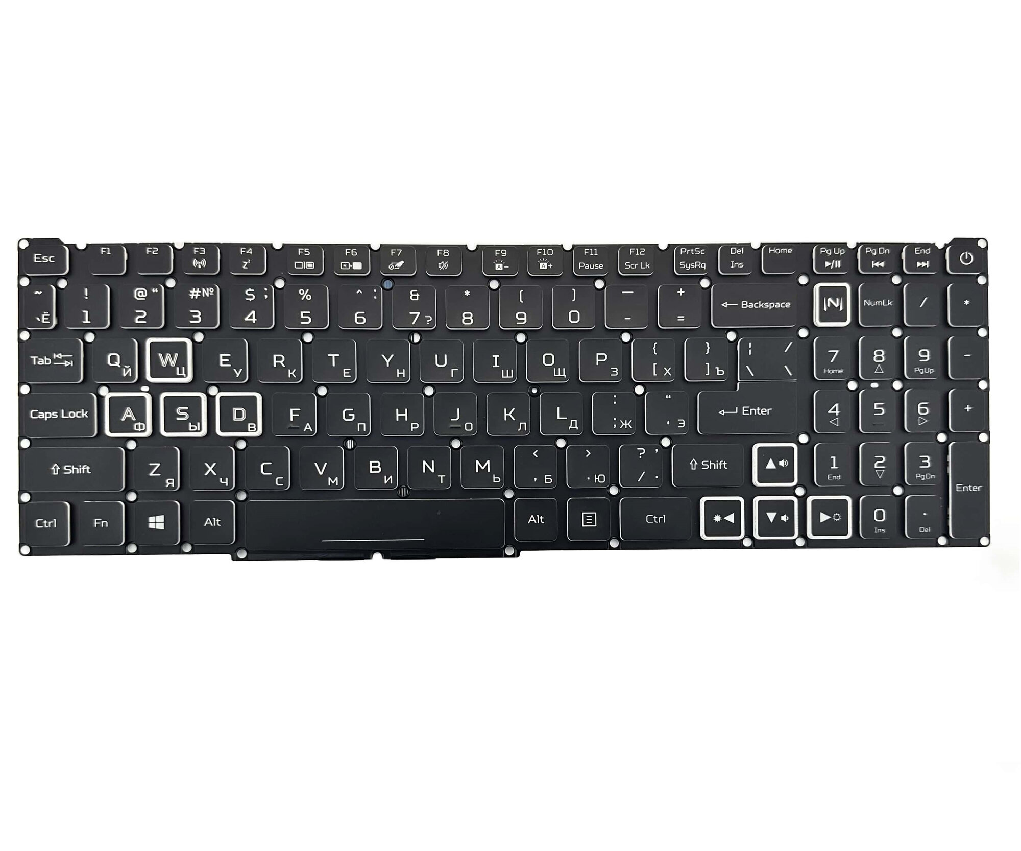 Клавиатура для Acer AN515-54 с белой подсветкой p/n: NKI15130NA, 935064CDK201, PK132K11A04