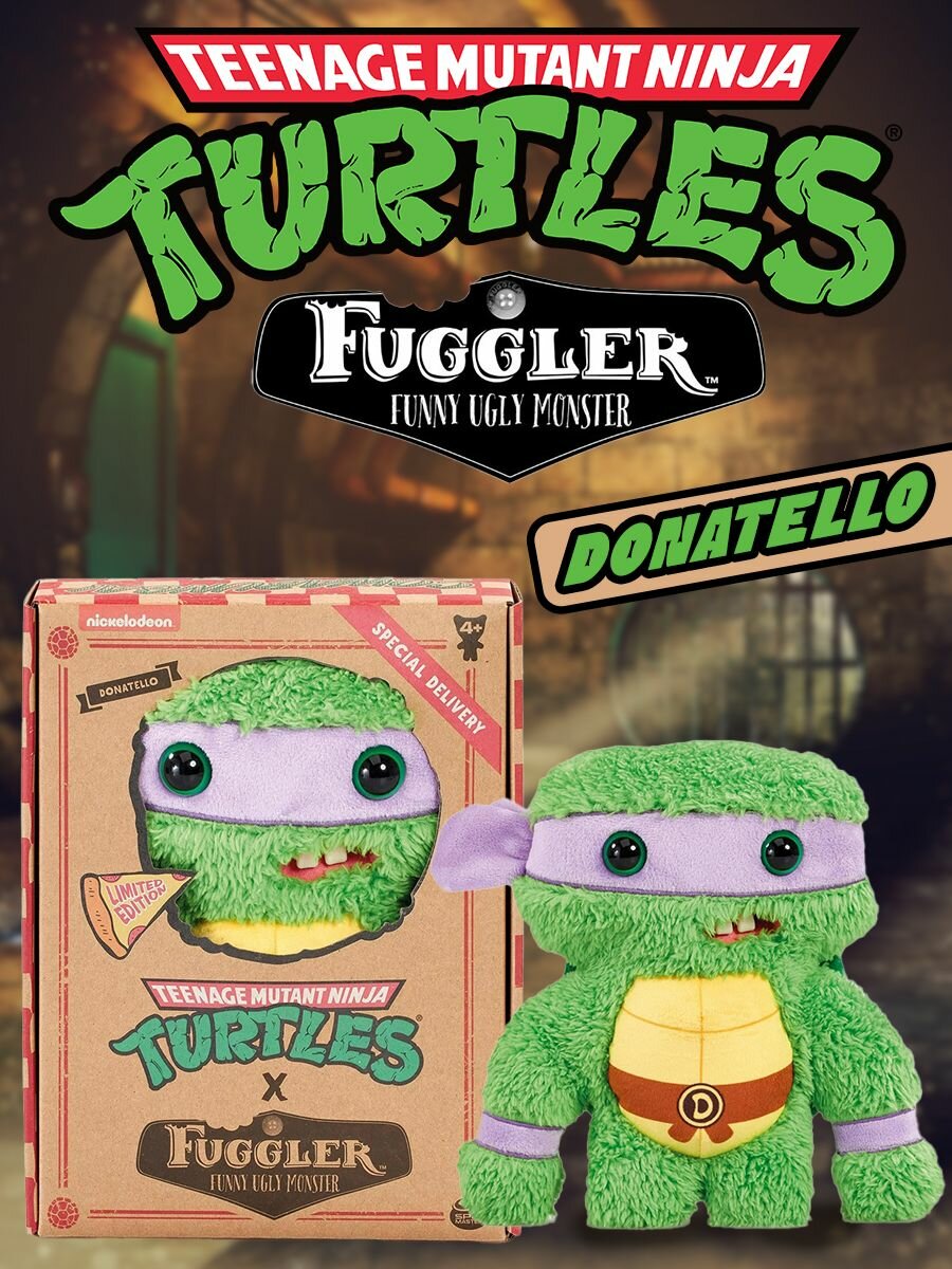 Плюшевые игрушки Spin Master Fuggler Teenage Mutant Ninja Turtles Donatello / детские игрушки Черепашки-ниндзя-мутанты с фиолетовой маской для глаз, подходящая в качестве подарок на день рождения