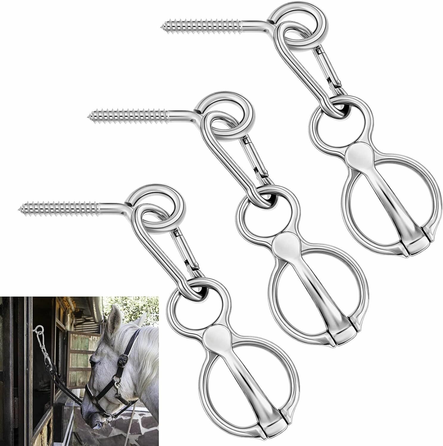 Кольцо для конского галстука, конские гвозди из нержавеющей стали, пряжка, 3 штуки