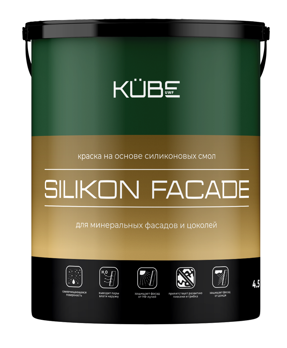 Kube Silikon Fasade краска фасадная силиконовая белая, глубокоматовая, база А, 0,9 л