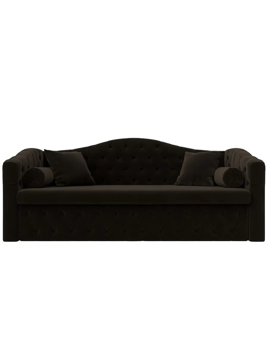 Диван детский прямой Диана со спальным местом 130х190 см, микровельвет коричневый