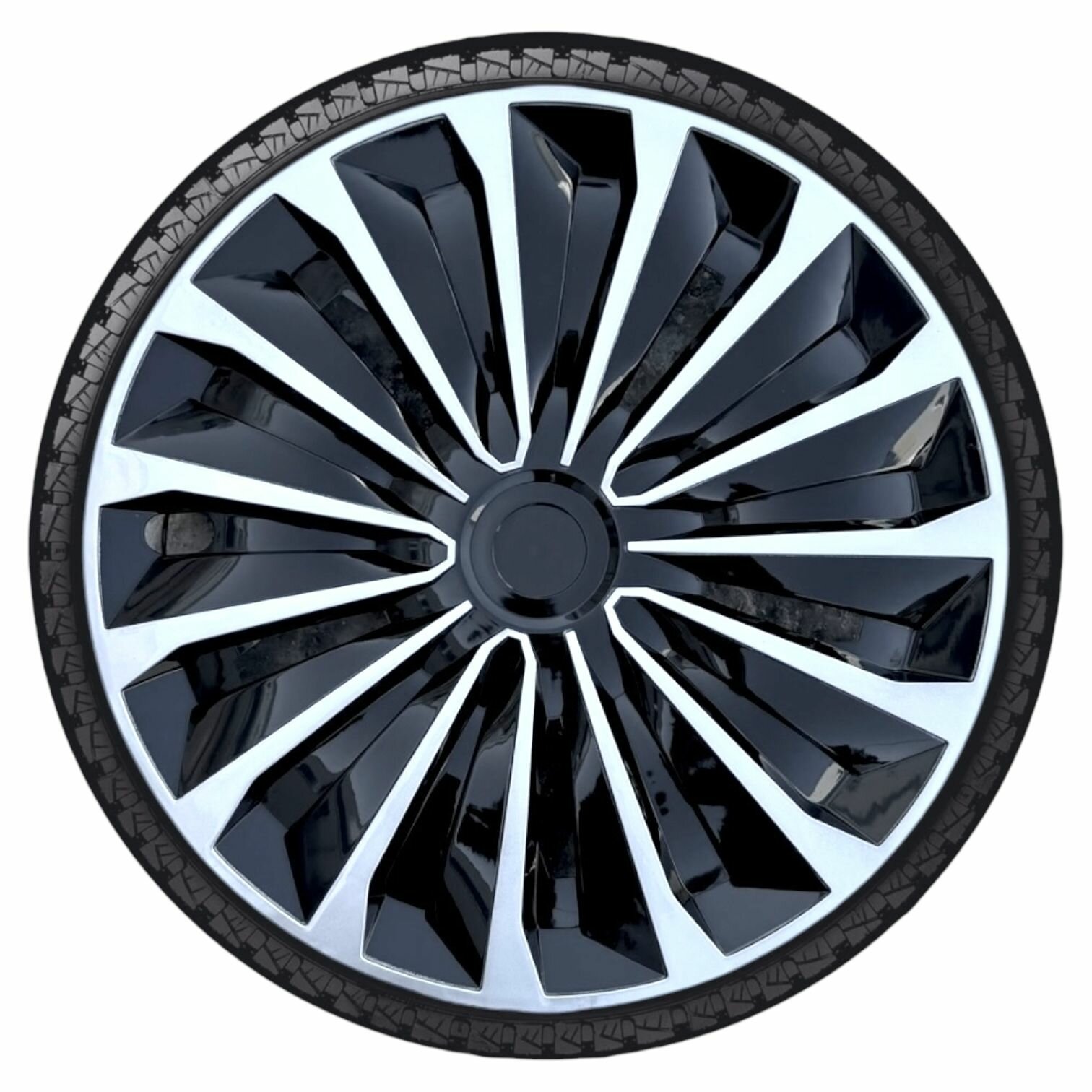 Автоколпаки VORTEX, ABS-пластик, 14", черные, темно-бежевые, светло-серые