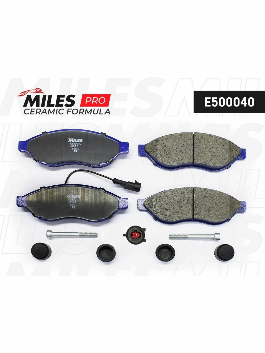 Колодки тормозные дисковые передние (с датчиком износа) MILES E500040 для CITROEN Jumper, FIAT Ducato, PEUGEOT Boxer