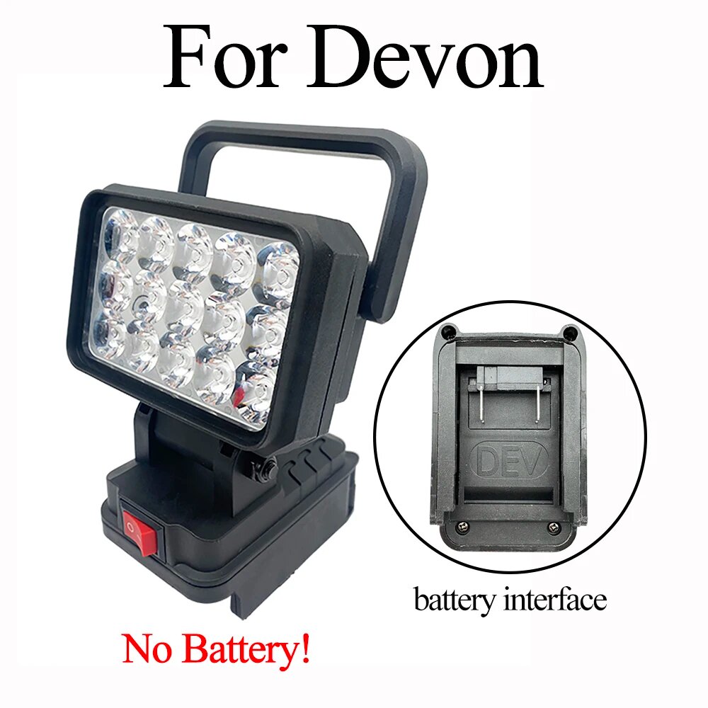 15 бусин светодиодный рабочий светильник, прожектор, портативная лампа, ручной фонарь для Makita, Dewalt, Milwaukee, Bosch, литий-ионный аккумулятор 18 В