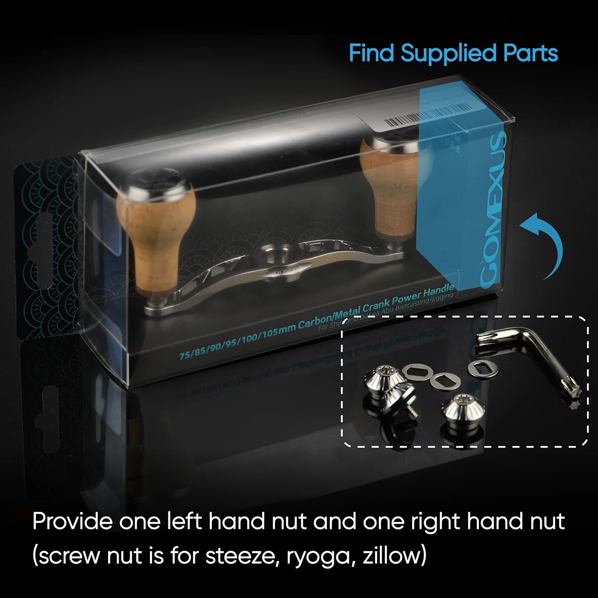 Ручка GOMEXUS для катушек Shimano Daiwa Abu Garcia Lew's Okuma Shimano-7X4, Silver cork