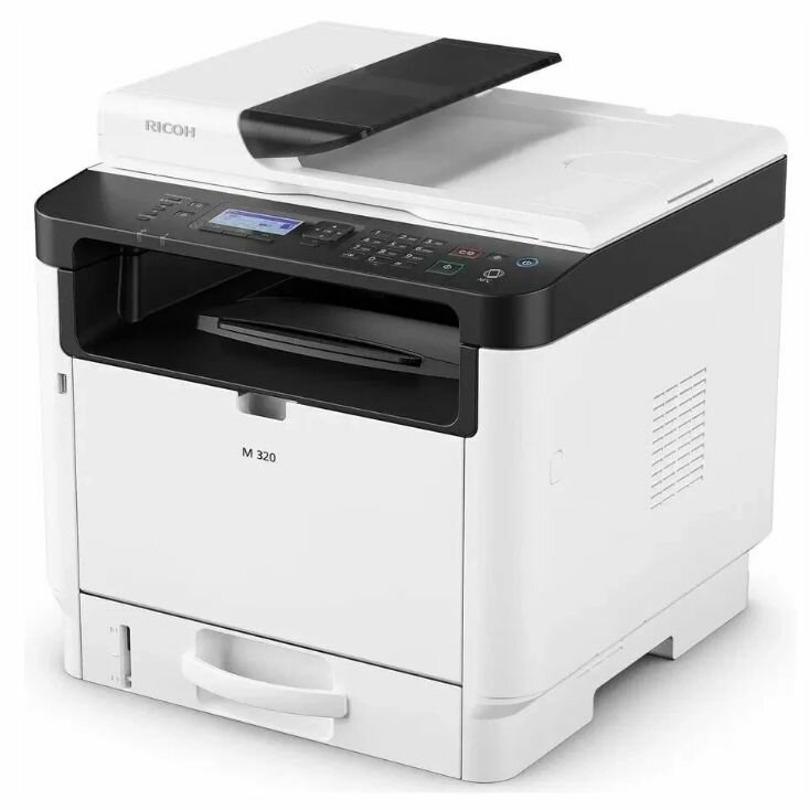 МФУ лазерное Ricoh M 320 (320) белый - черно-белый, A4, 1200x1200 dpi, ч/б - 32 стр/мин (A4), RJ-45, USB