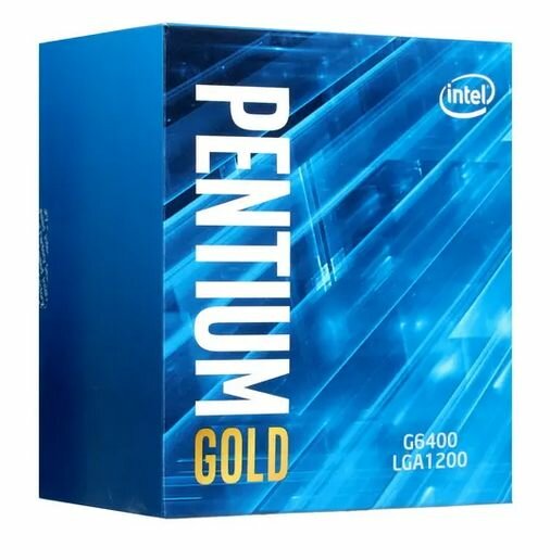 Процессор Intel Pentium Gold G6400 (BX80701G6400) BOX - LGA 1200, 2 х 4 ГГц, L2 - 0.5 МБ, L3 - 4 МБ, 2хDDR4-2666 МГц, Intel UHD Graphics 610, TDP 58 Вт, кулер