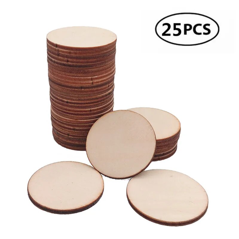 25 шт. 50 мм деревянные круги для поделок, необработанные деревянные круглые деревянные вырезы для поделок, дверная вешалка, дверной дизайн, горение дерева