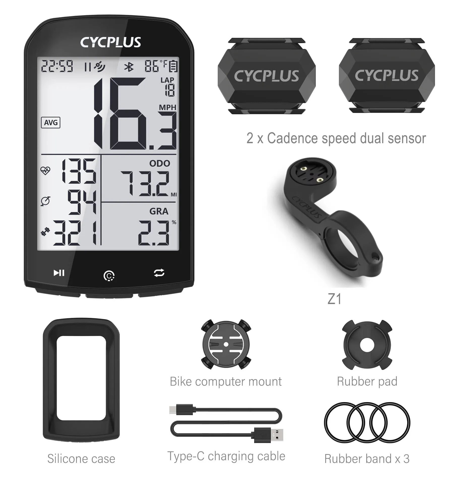 CYCPLUS M1 Велокомпьютер с датчиками каденса и GPS, цвет M1 c3x2 Z1