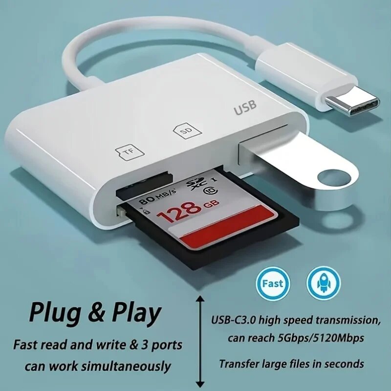 USB-C адаптер 3 в 1 для карт памяти Pro — фото 1