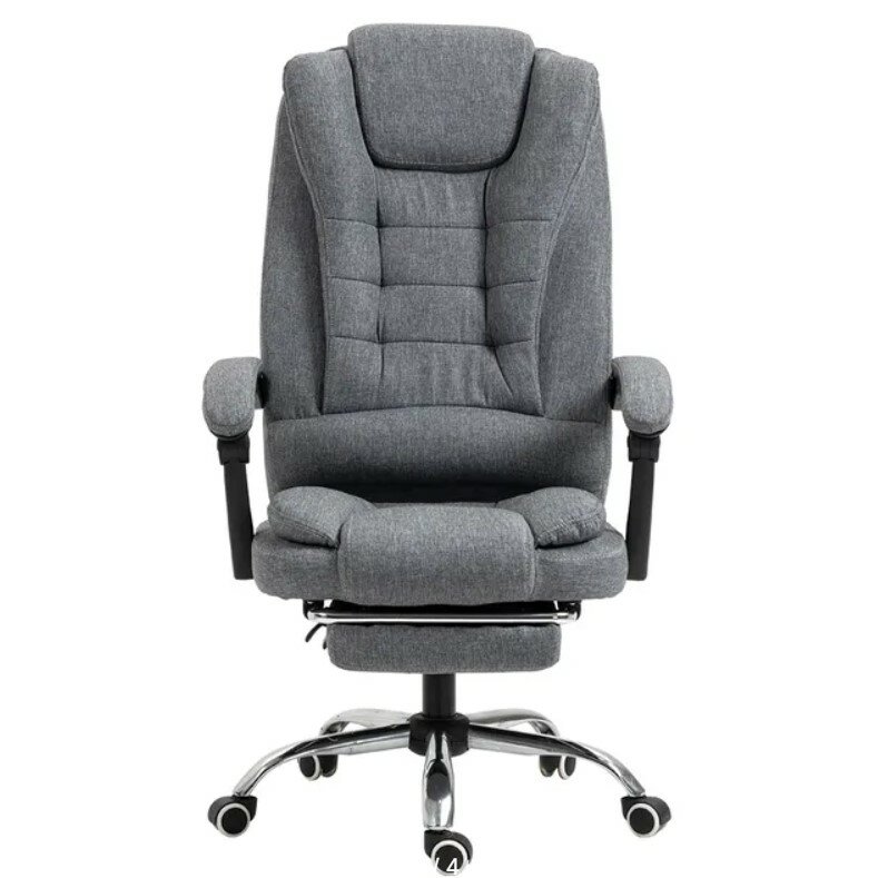 Кресло офисное льняная ткань с массажем и подставкой для ног
