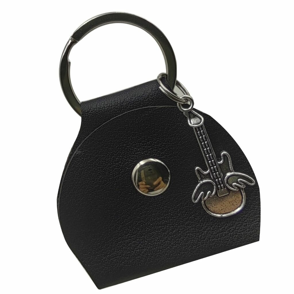 Органайзер для медиаторов Чехол для медиаторов Кожаная текстура, Черный - Серебряный кулон