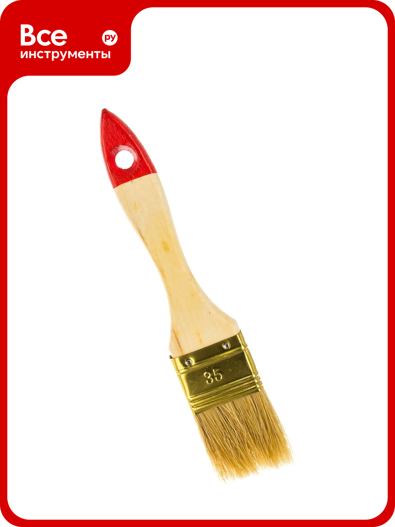 Плоская кисть, светлая щетина, деревянная ручка, 35мм Зубр универсал-оптима 01099-038_z01