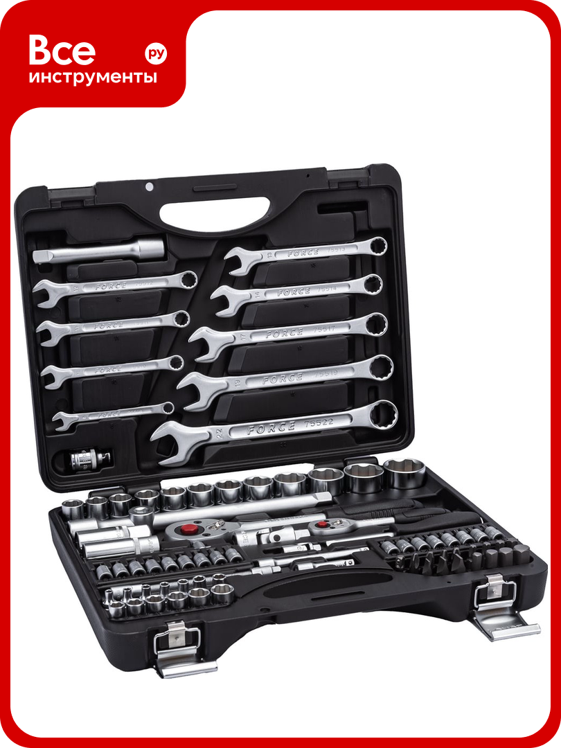 Набор инструментов FORCE 82 предмета 1/4, 1/2 SL головки 4821R, пластиковая
