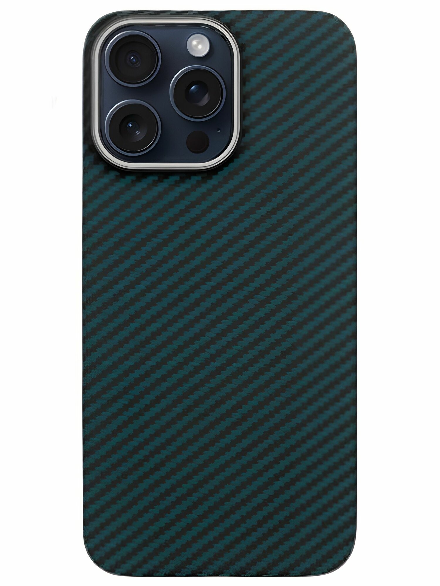 Чехол на iPhone 15 Pro Max, кевлар (арамид) сверхпрочный, темно-синий