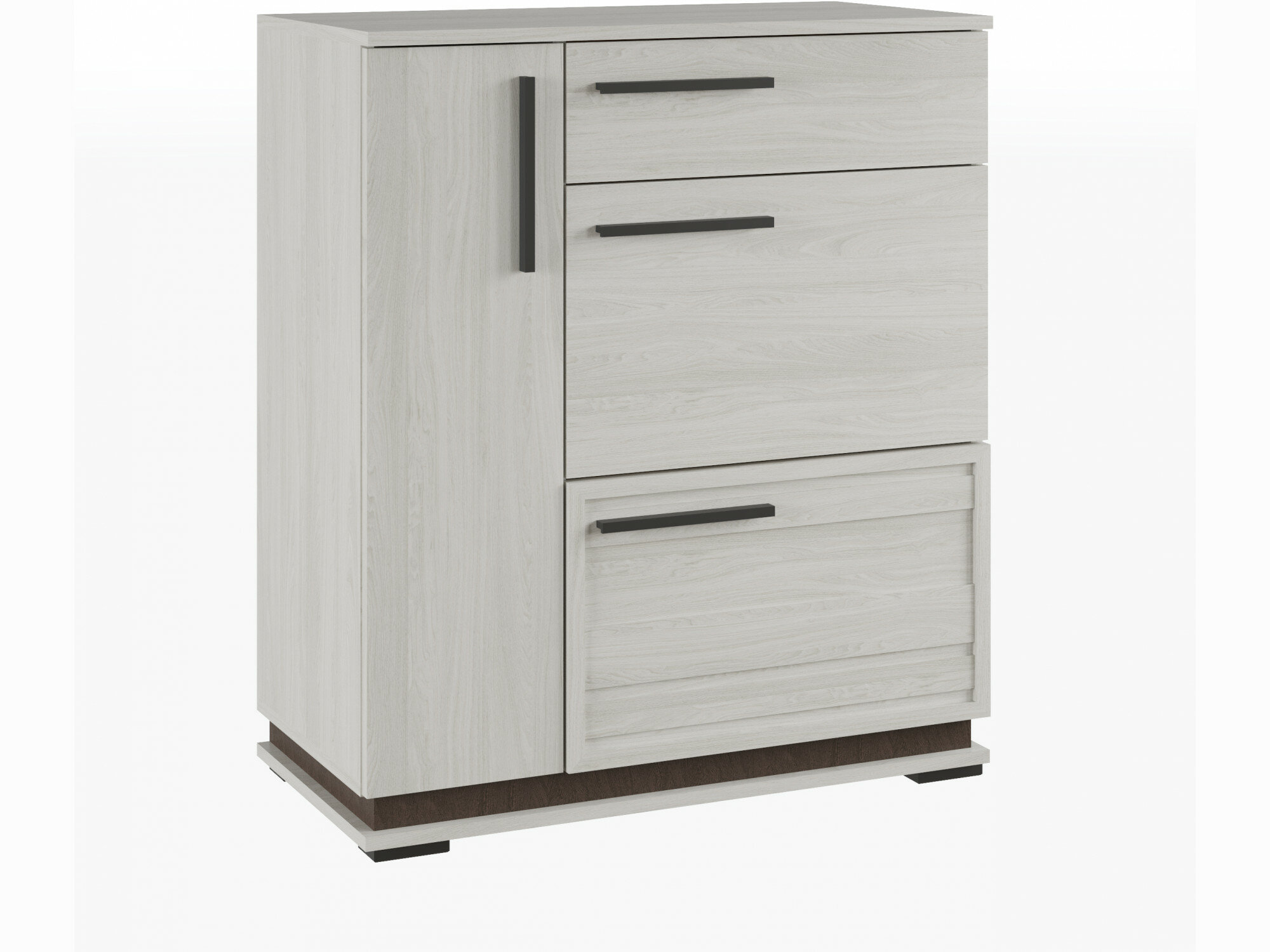 Обувница, с ящиком на шариковых направляющих, Ясень анкор светлый/Венге