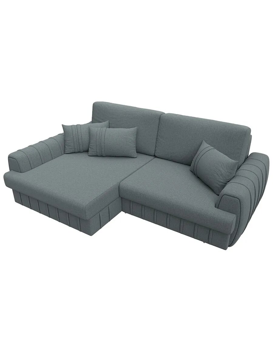 Диван угловой Монако, 240x93x163 см, со спальным местом 143х195 см, пружинный матрас, ящик для белья, угол слева, рогожка