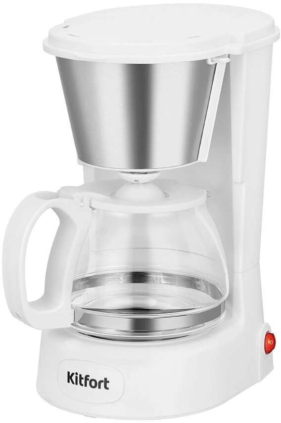 Кофеварка капельная Kitfort КТ-7631 белый/серебристый