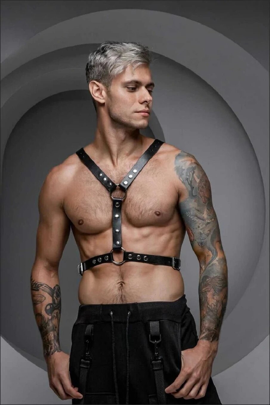 Портупея ПодКожей "Аквилон" в стиле BDSM, мужская, черная, S/M